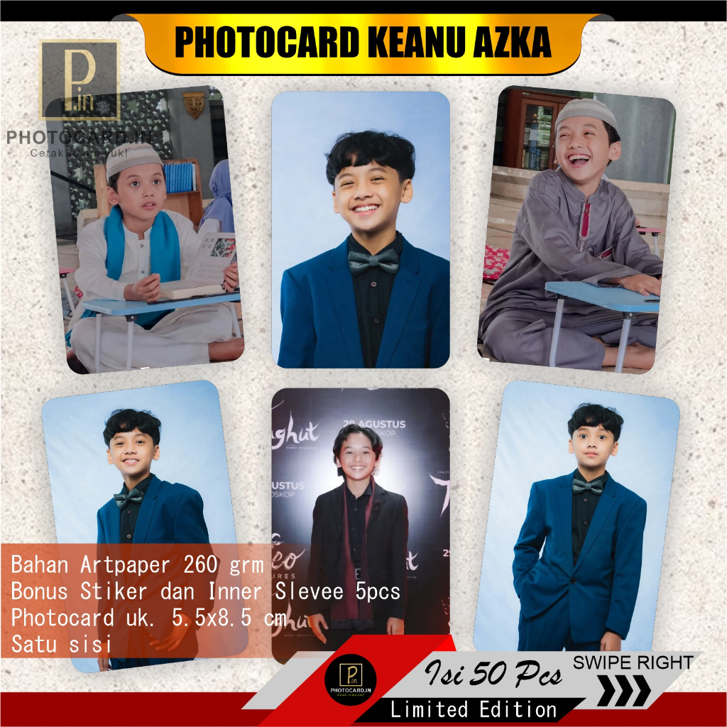 Photocard Keanu Azka A contains 50 pcs (Free Stickers and Inner Slevee ...