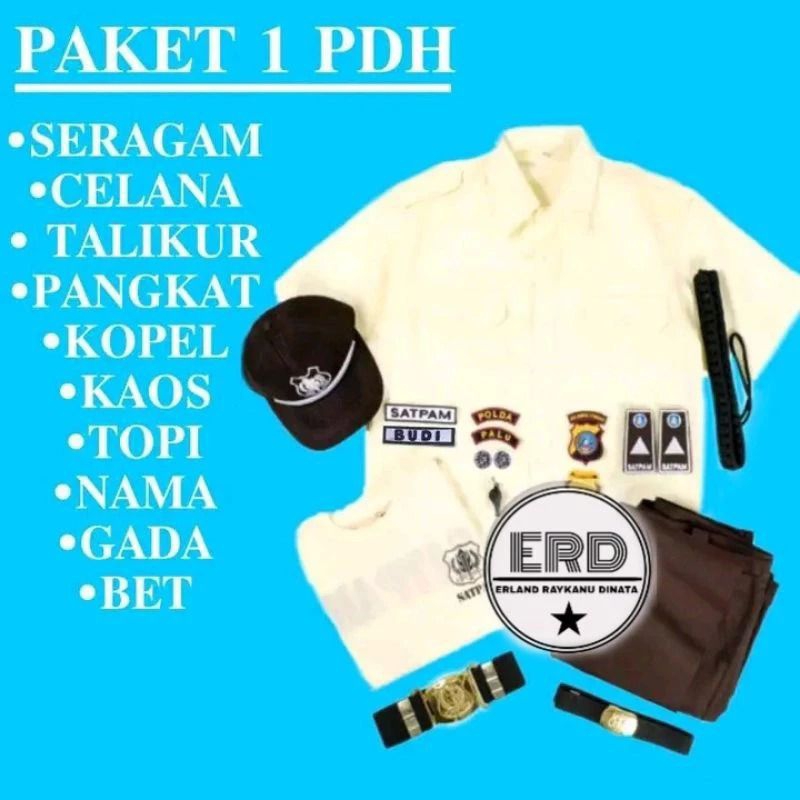 King ERLAND COMPLETE PACKAGE OF UNIFORM SET PDL PDH SATPAM SECURITY ...