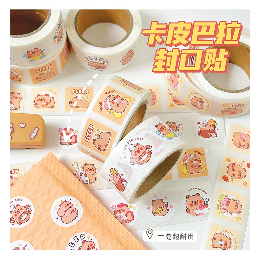 [AMAZING] Capybara Greeting Sticker / Capybara Thank You Sticker / Roll ...