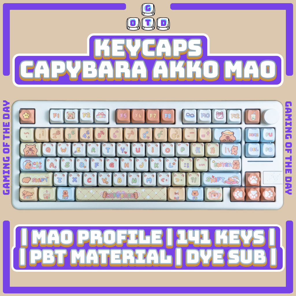 Akko Capybara MAO Profile Keycaps PBT Dye Sub Cute Keycaps Japan by GOD ...