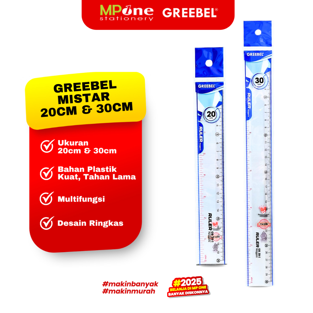 (1 Pcs) GREEBEL Plastic Ruler 20cm & 30cm / Thick Strong Plastic Ruler ...