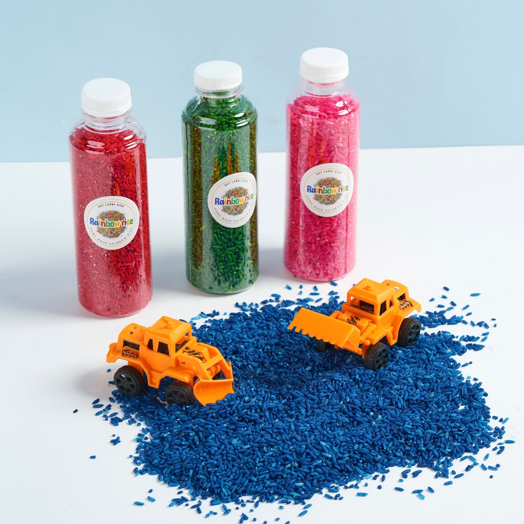 Rainbow colored rice rice media sensory children's sensory play set ...