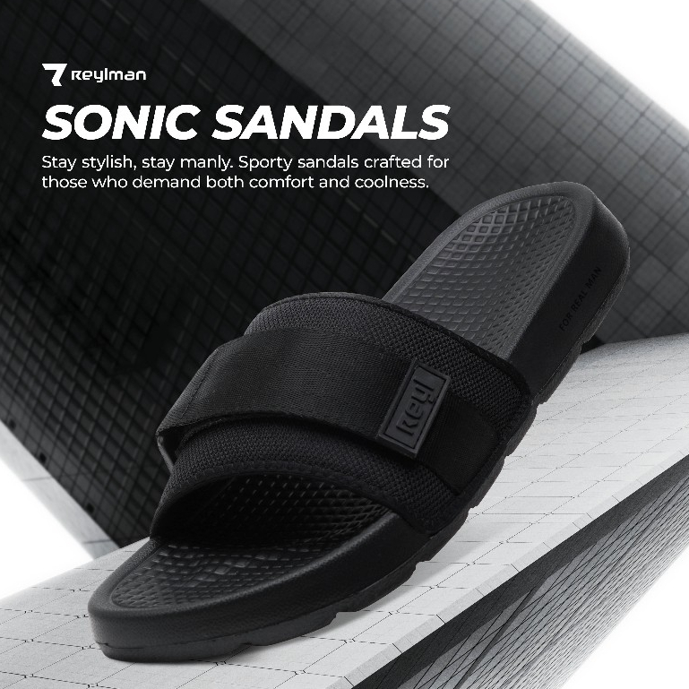 HITAM Reyl MAN SONIC Men's Slide Sandals Full Black Black | Shopee Malaysia