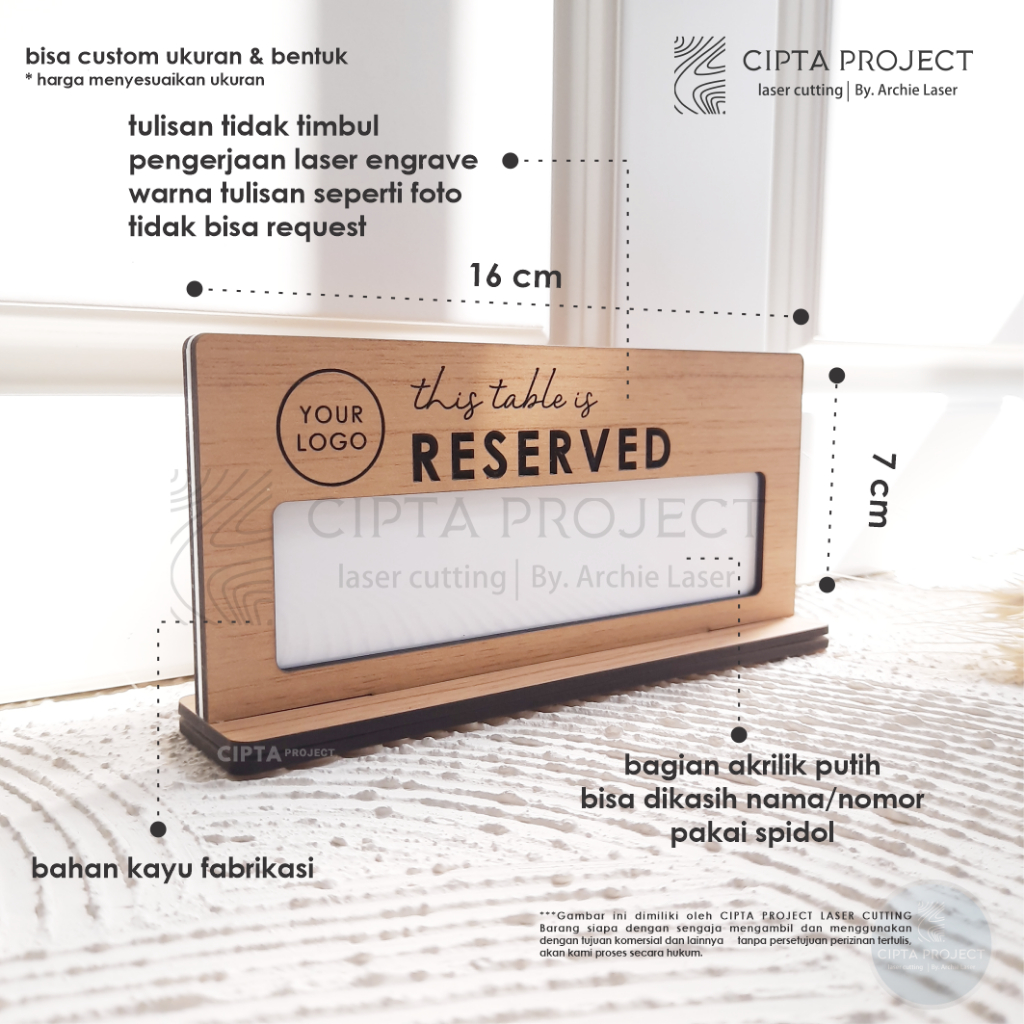 Reserved Sign / Table Board / Reserved Sign / Desk Sign / Reserved ...