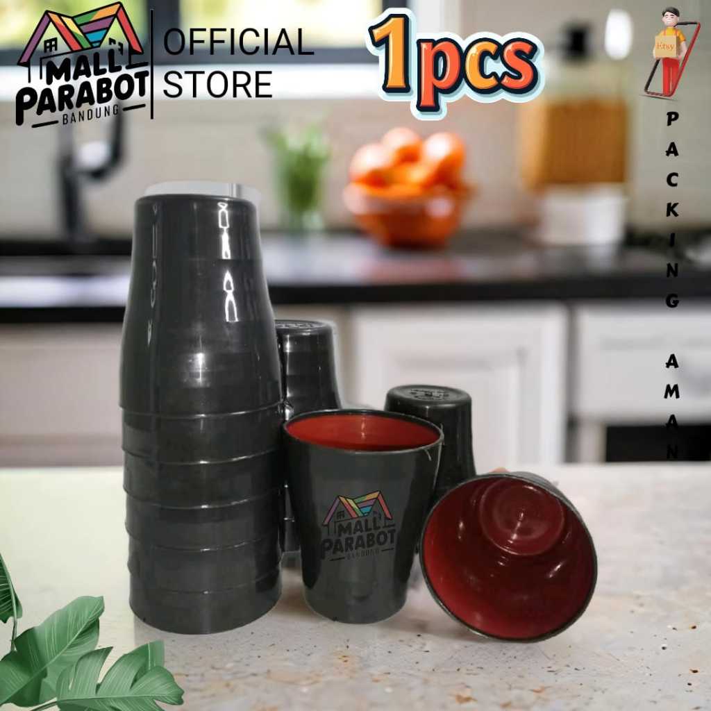 MERAH Threaded Ramen Glass, Aesthetic Ramen Plastic Cup, Red and Black ...