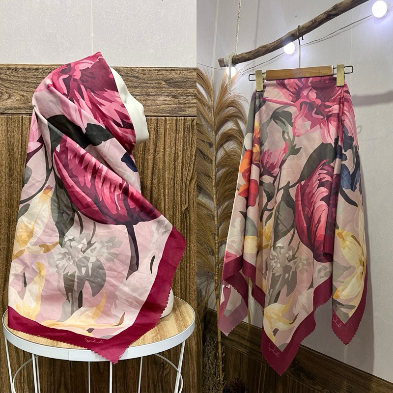 MERAH Jenifer RED FLOWER RECTANGULAR MOTIF VOAL HIJAB by Syahirable RED ...
