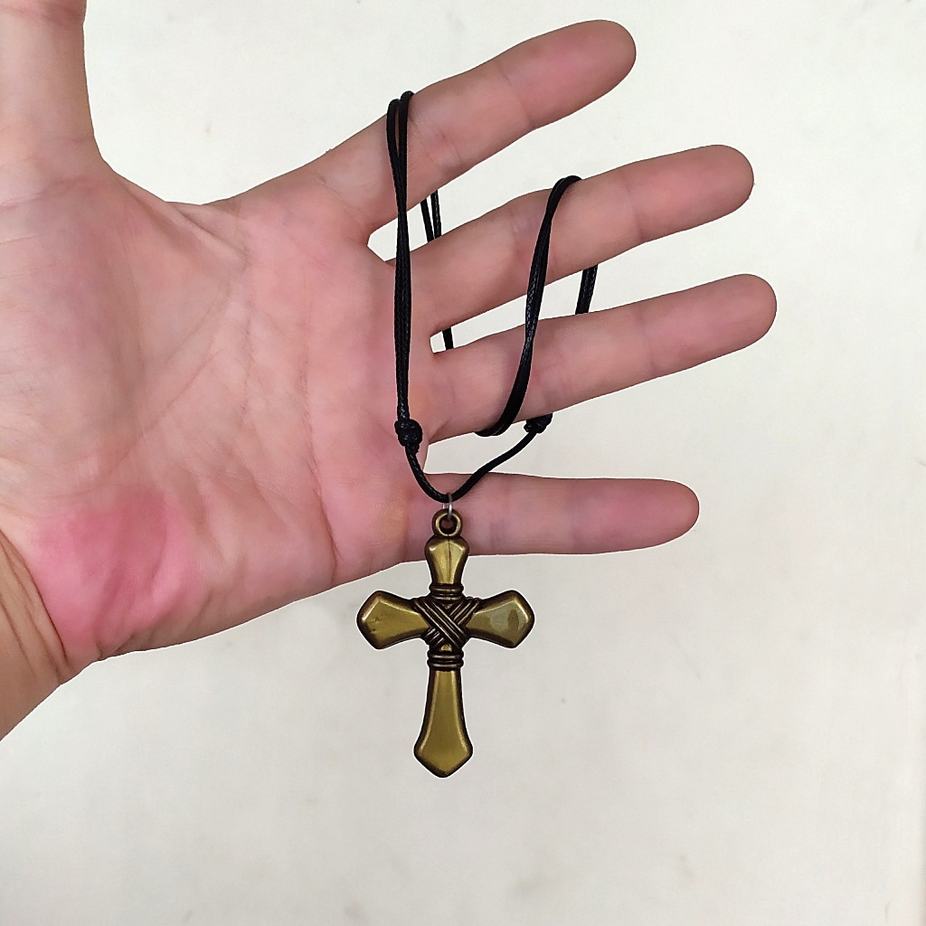 HITAM Black rope cross necklace / Simple Korean rope cross necklace ...