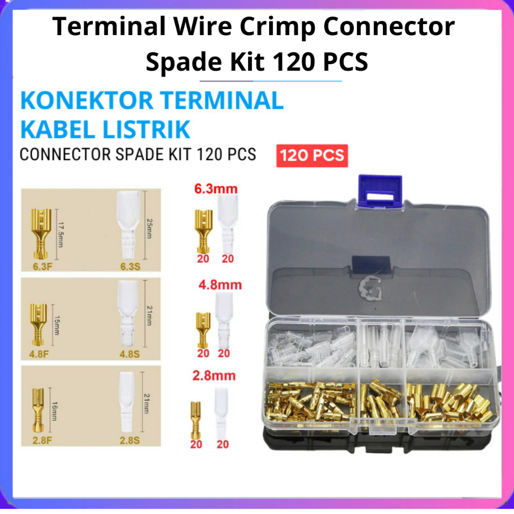 120 Pcs SKUN TERMINAL Wire Crimp CONNECTOR Spade Kit SKUN TERMINAL ...