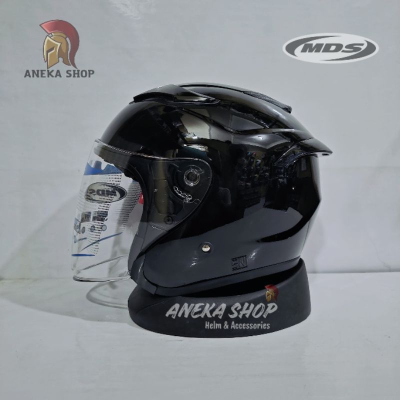 MDS VOLTUS SOLID BLACK GLOSSY HELMET | INTERCOM SUPPORT | SINGLE VISOR ...