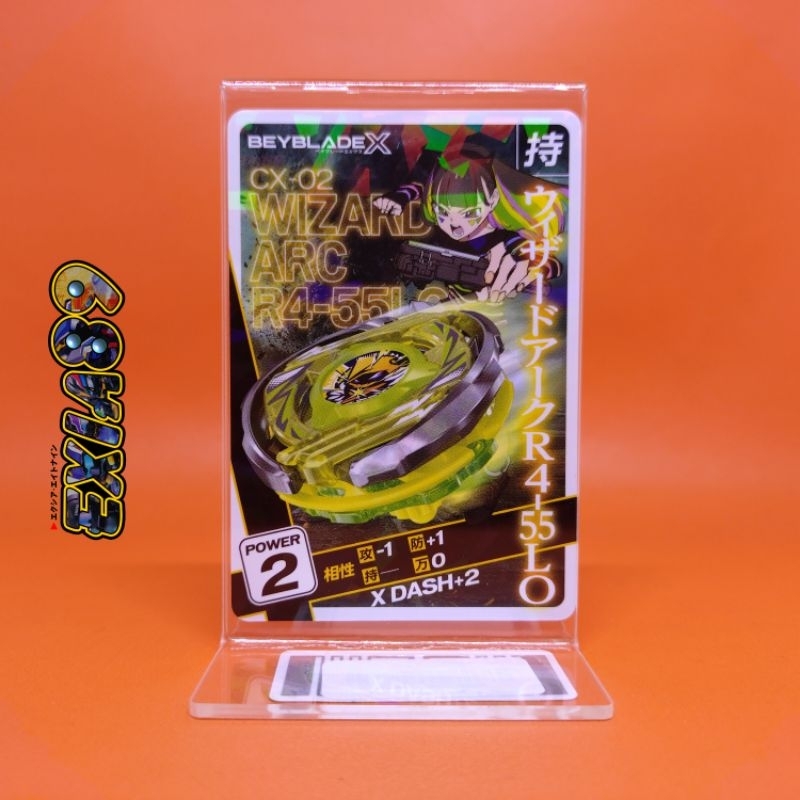 Beyblade X Excite Battle Card CX-02 Wizard Arc R4-55LO + Acrylic Stand ...