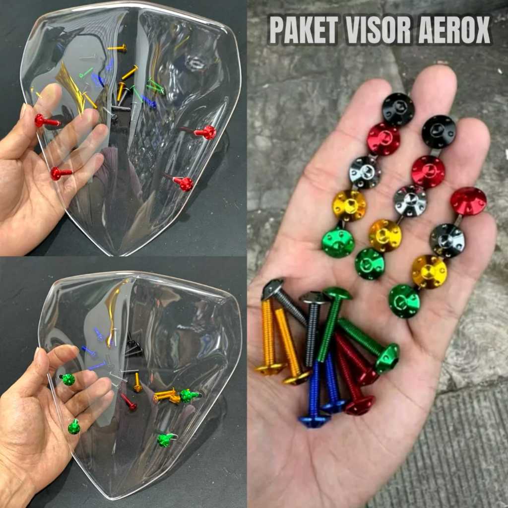AEROX STANDARD VISOR PACKAGE PLUS CNC VISOR BOLT AEROX OLD AEROX NEW ...