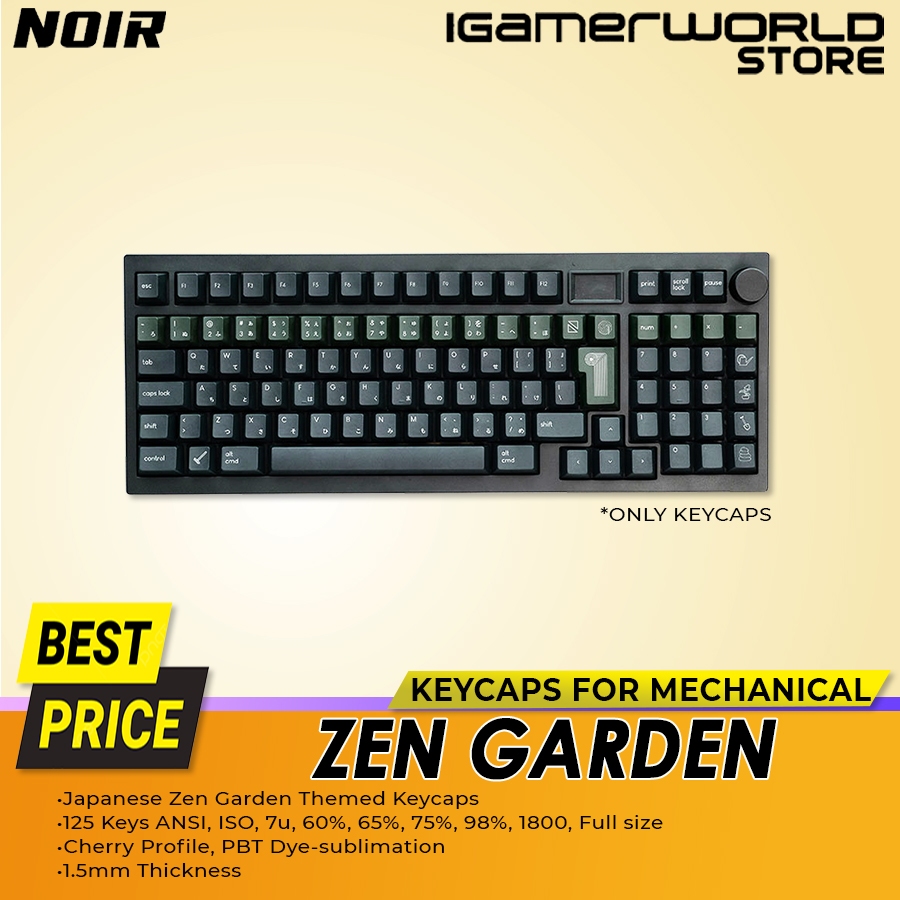 Noir Zen Garden Keycaps - PBT Dyesub Cherry Profile 125 keys ANSI, ISO ...