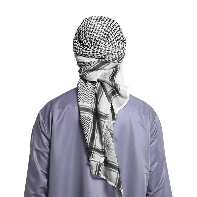 Keffiyeh Palestine Arabic Turban with Black and White Base Motif ...