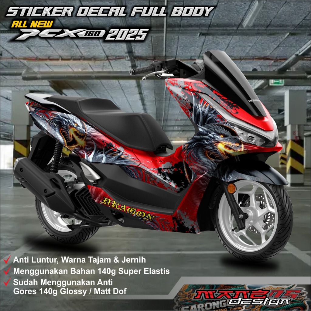 Sticker Decal Honda New PCX 2025 Roadsync Dragon Animation Motif ...