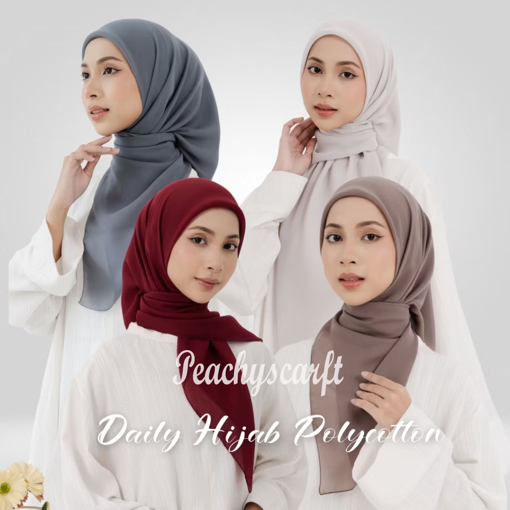 Plain premium Pollycotton Rectangular Hijab | Bella square basic ...