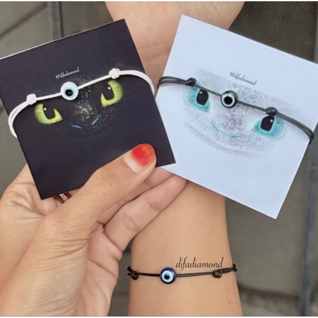 Evil eye dragon toothless light furry night furry devil couple bracelet ...