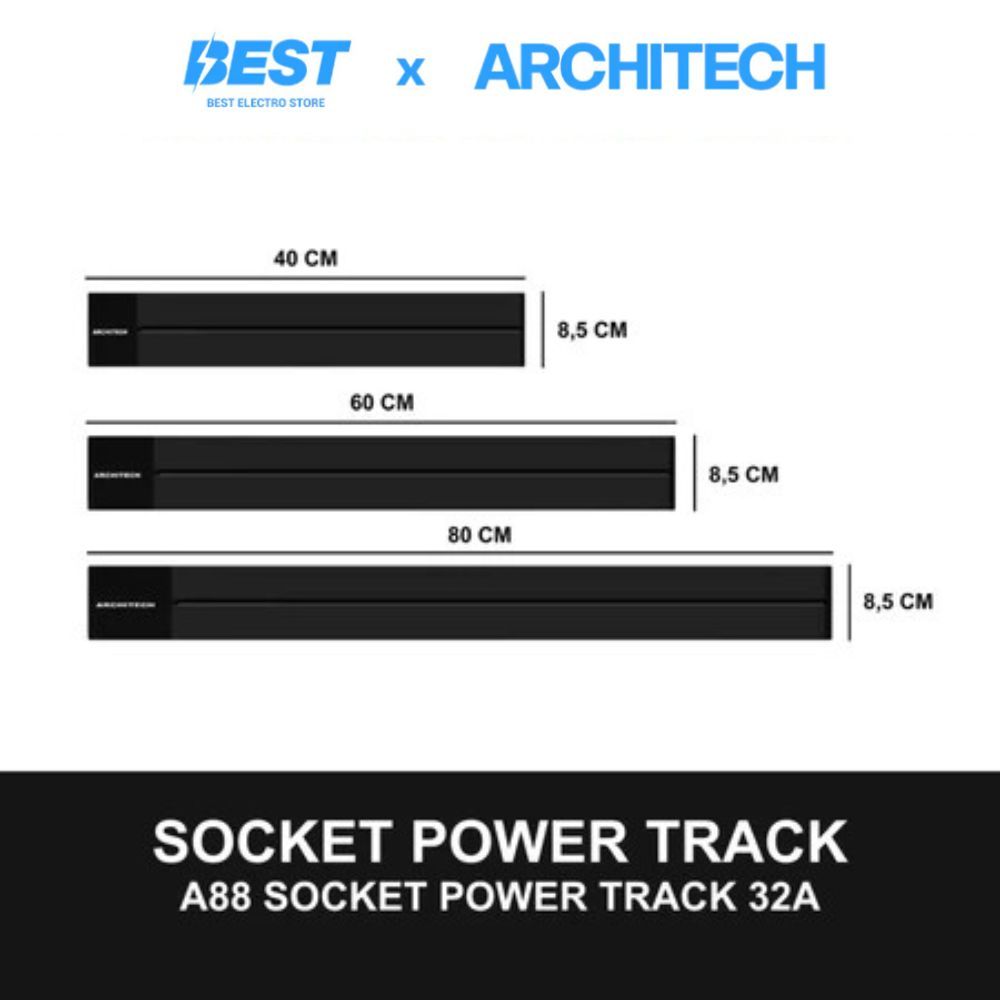 ARCHITECH Track Socket 40 60 AND 80cm Wall Mounted Socket / Kitchen ...