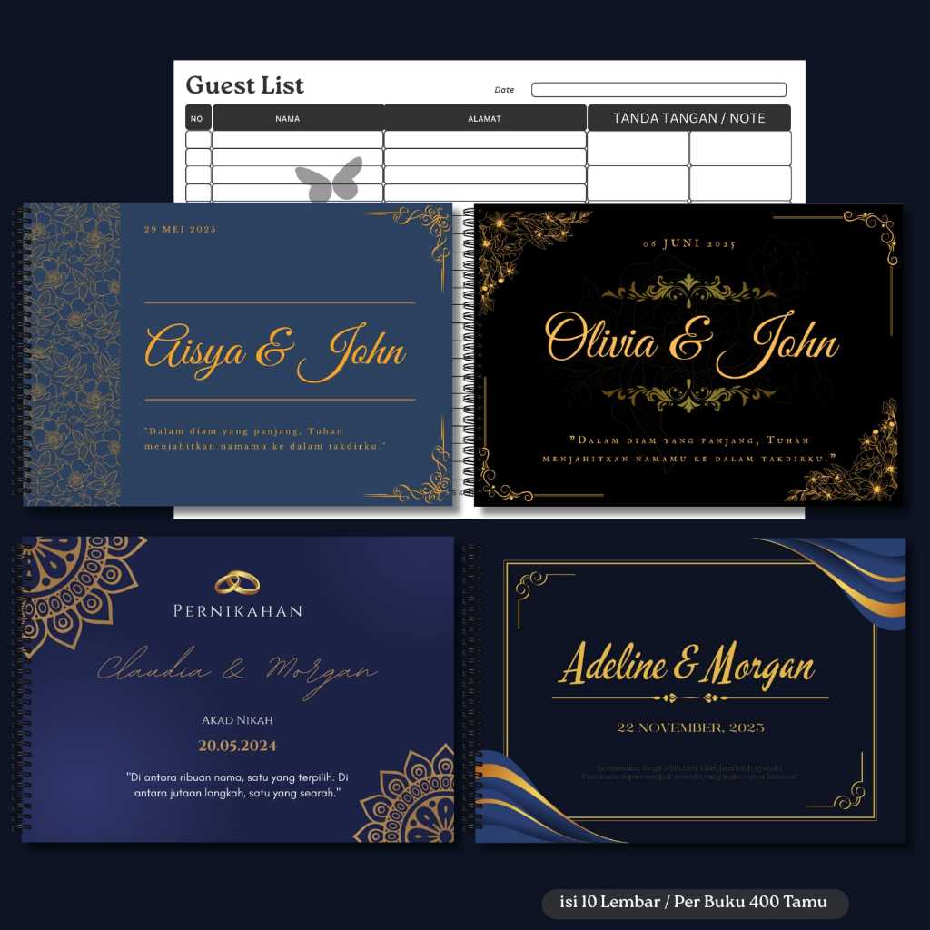 Custom wedding Guest book containing 400 guests / wedding Guest book ...