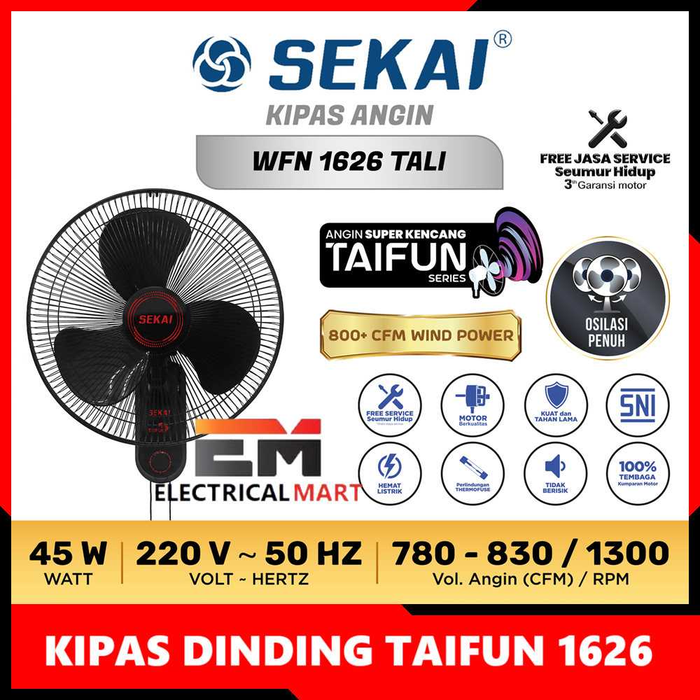 SEKAI Tornado 16 Inch Wall Fan Wall Fan - WFN 1626 Taifun / WFN 1627 ...