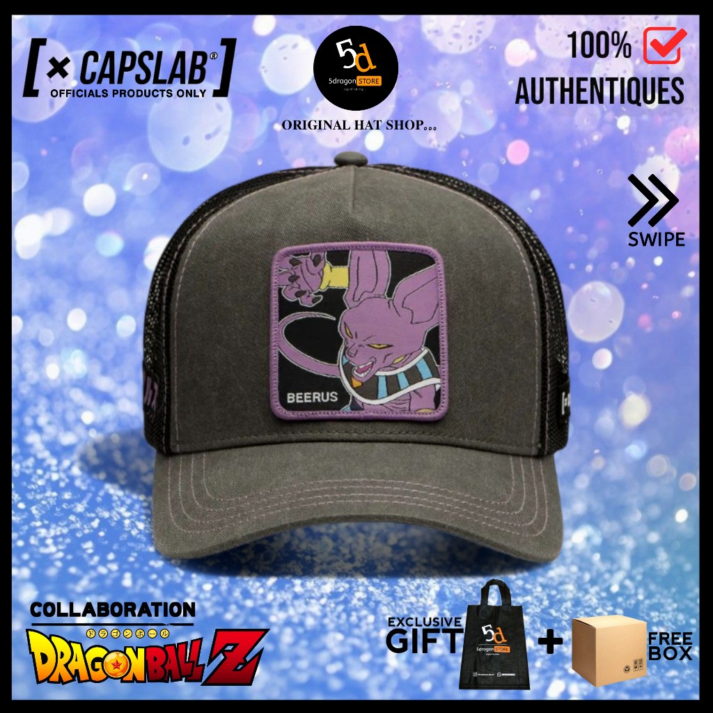 ORIGINAL CAPSLAB TRUCKER DRAGON BALL SUPER BEERUS GRAY HAT | Shopee ...