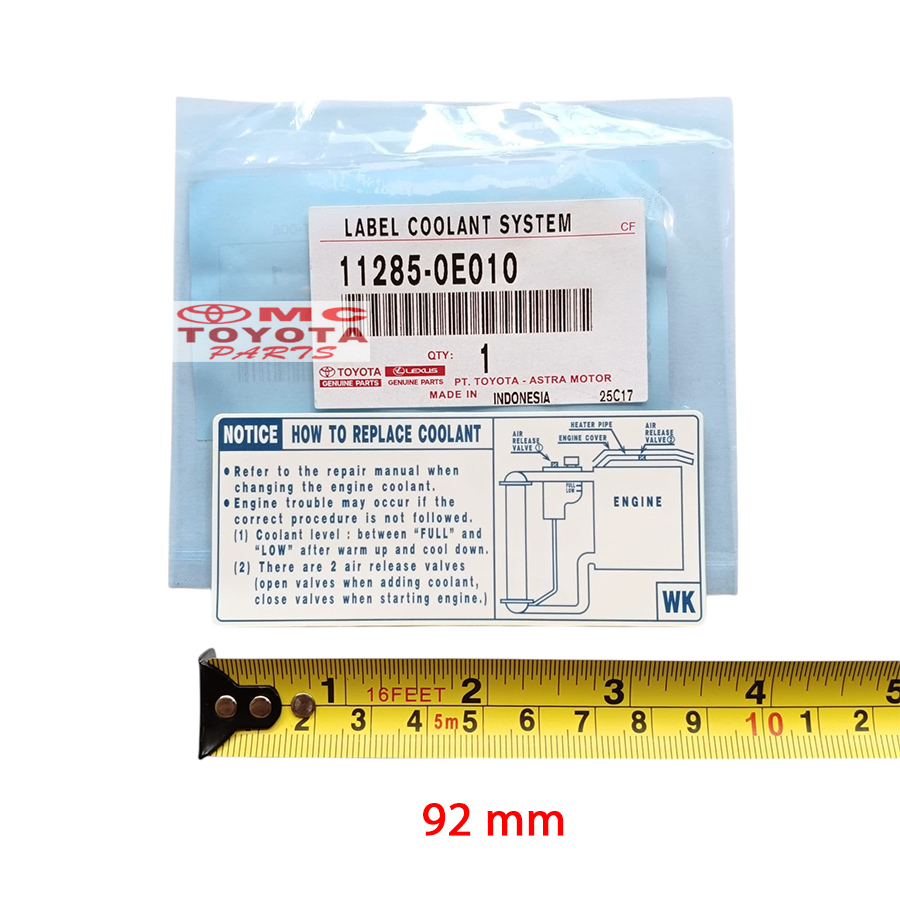 Original Toyota Innova Reborn Fortuner VRZ Hilux Coolant System Label ...