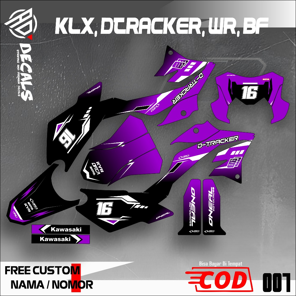 KLX D-Tracker/KLX S Fullbody Decal Sticker Can Custom Name and Number ...