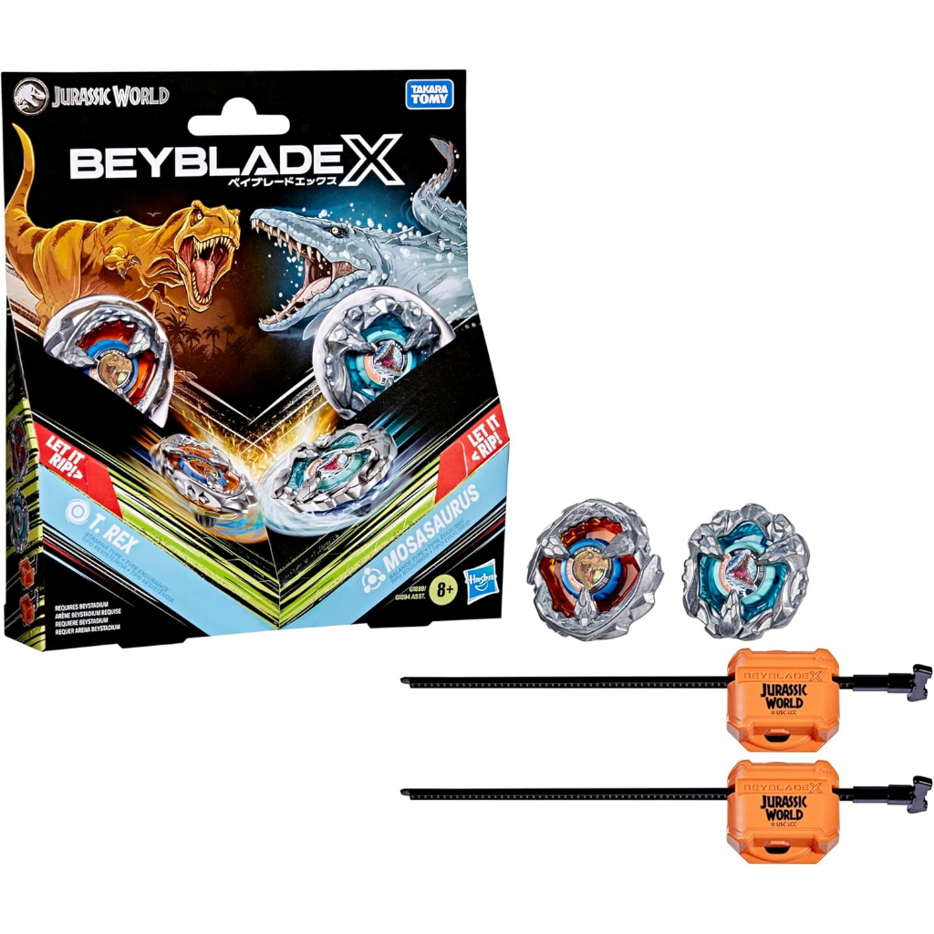 Beyblade X Jurassic World Collab T. Rex vs. Mosasaurus Multipack Set, 2 ...