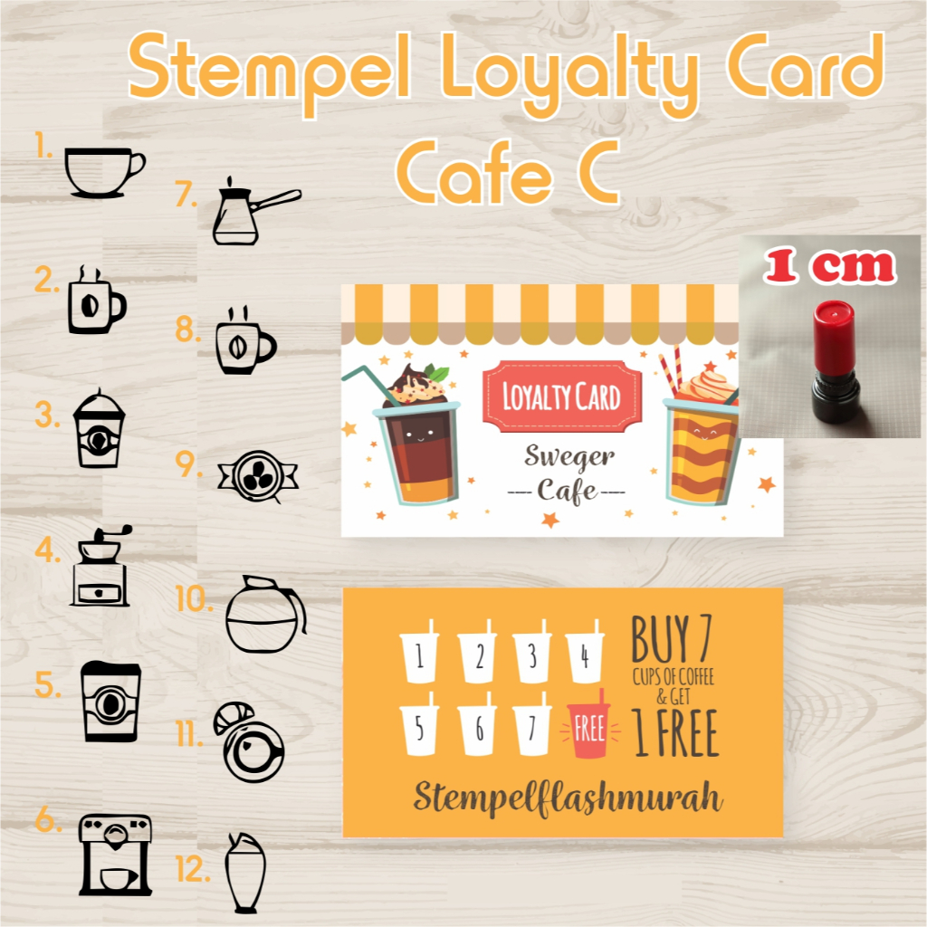 Cafe stamp C loyalty card coffee shop automatic ink flash stamp ...