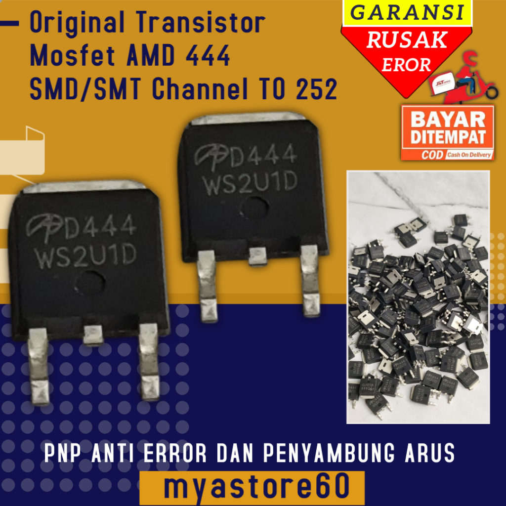 ORIGINAL TRANSISTOR MOSFET AOD444 TO-252-2L 60V 20A Transistor Mosfet AOD 444 SMD SMT 1 N ...