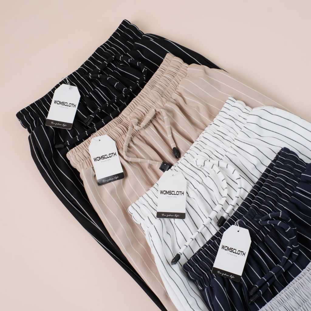 Womscloth - Everyday Pants - Stripe Pants Bangkok - Women's Baggy Long Pants for Office and ...