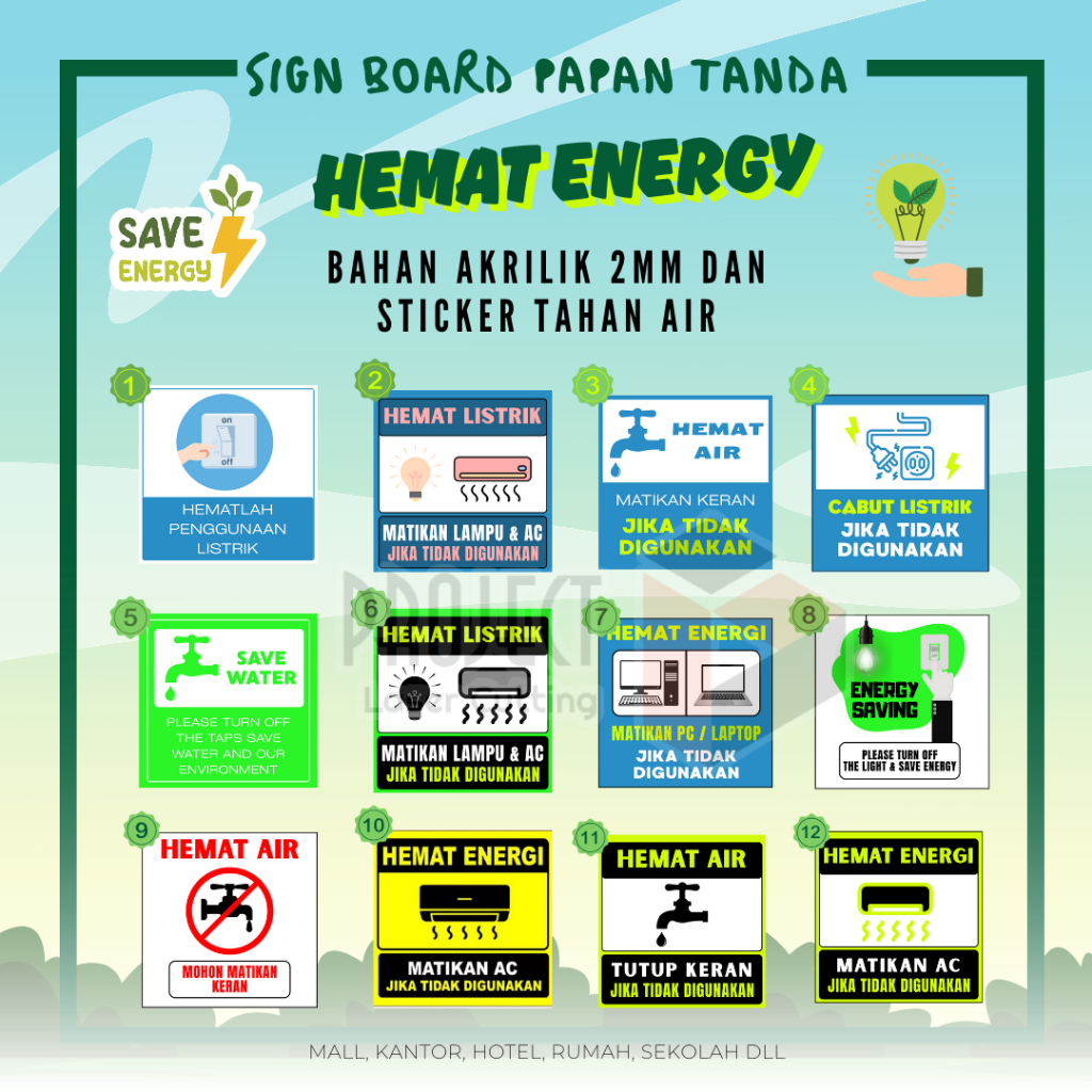 Acrylic SSIGN BOARD / Energy Saving Sign Sticker / Energy Saving ...