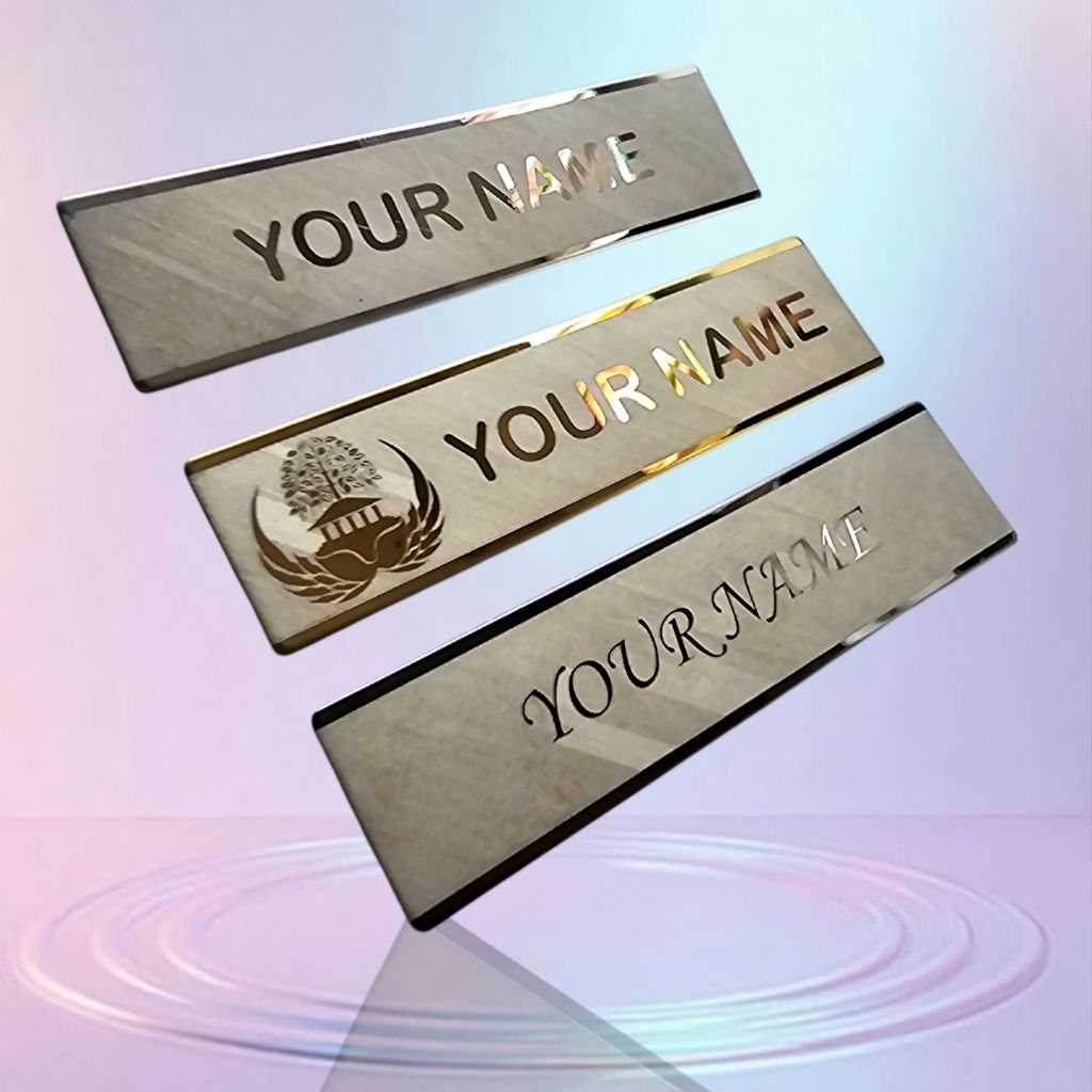 Laser Titanium Mirror Magnet Chest Name Plate Asir Motif | Shopee Malaysia