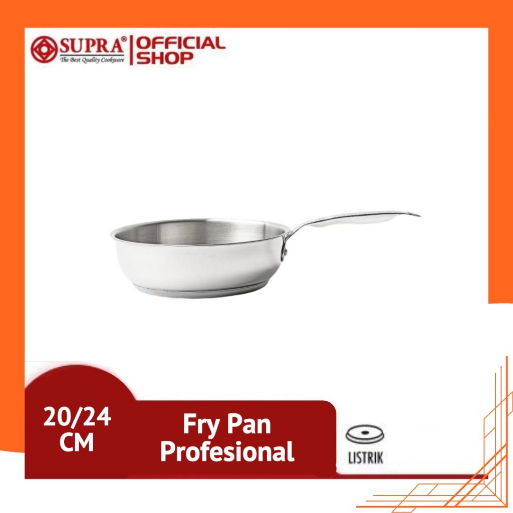 SUPRA Stainless Steel Frying Pan SUS 304 Frypan 20/24 Cm Professional ...