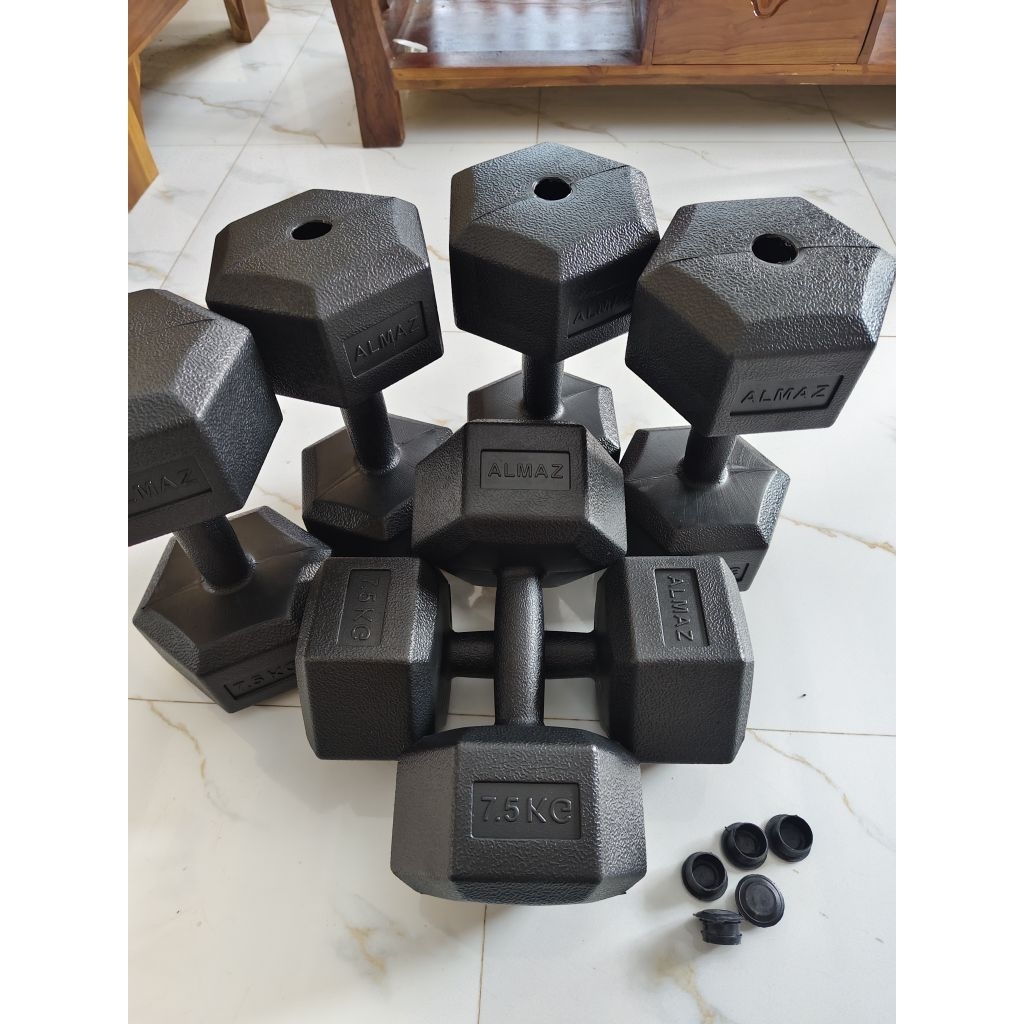 7.5KG HEXAGONAL barbell (1 PIECE) EMPTY WITHOUT FILLING | Shopee Malaysia