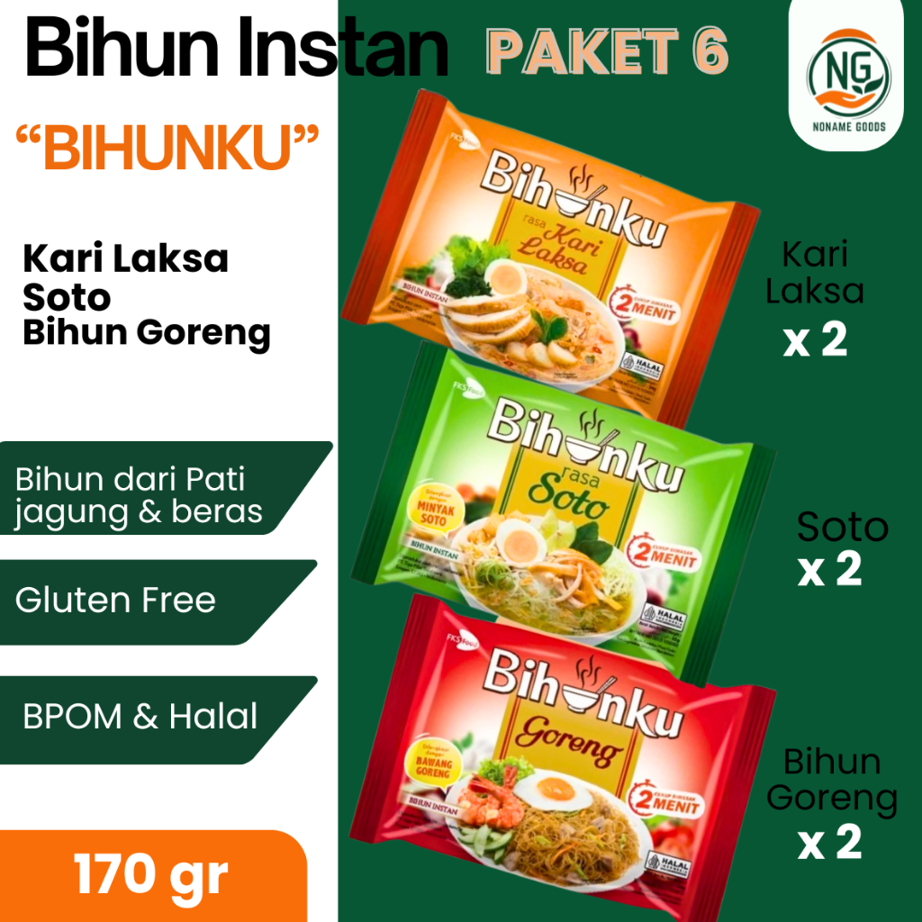 BIHUNKU INSTANT GLUTEN BIHUN FREE PACKAGE CONTAINS 6 PCS CURRY LAKSA ...