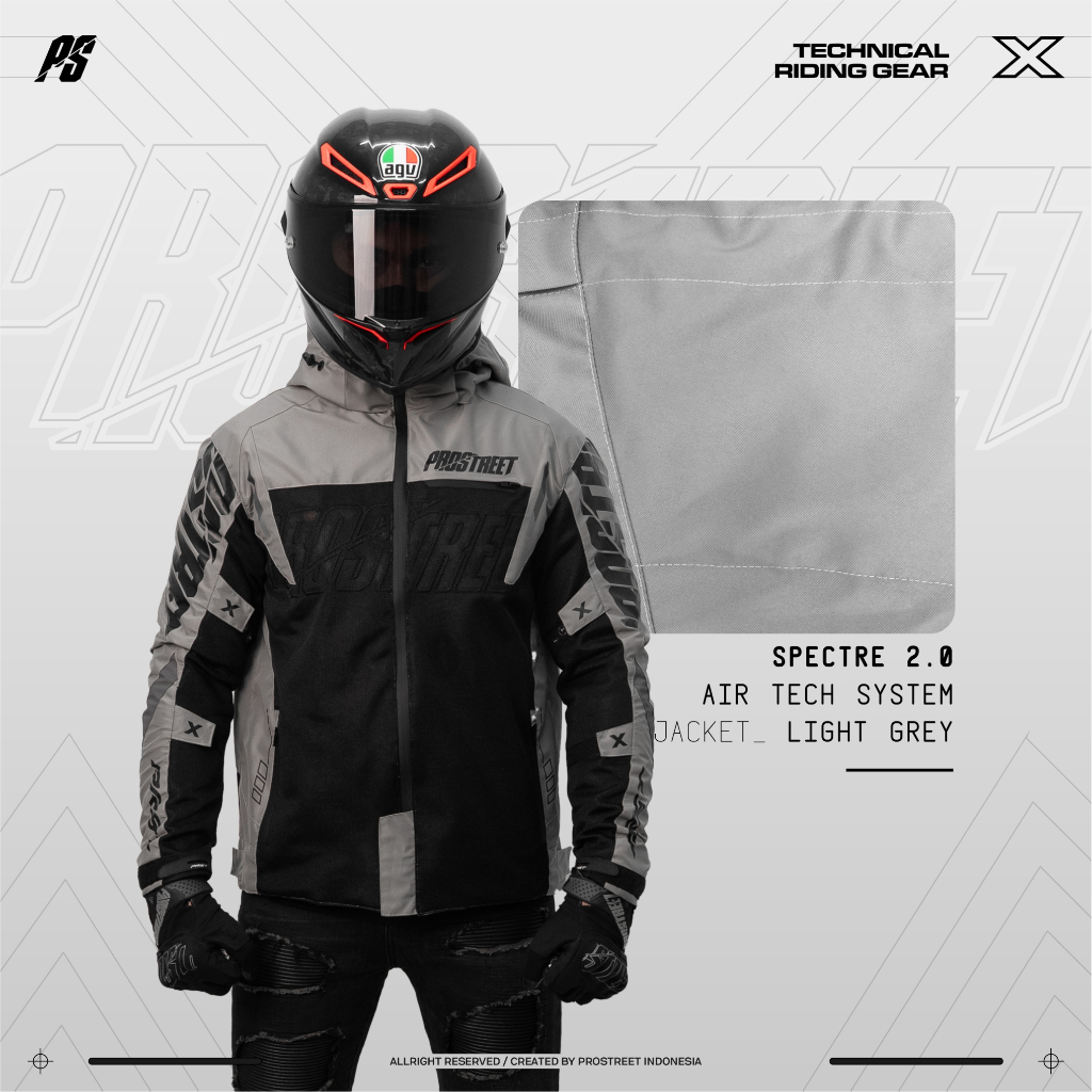 Prostreet Spectre Air Tech System V.2 Light Grey Motorcycle Jacket ...