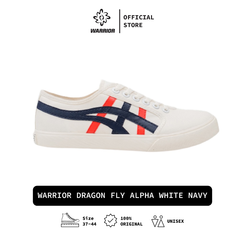 Warrior Dragon Fly Alpha White Navy - Canvas Shoes - Warrior Shoes ...