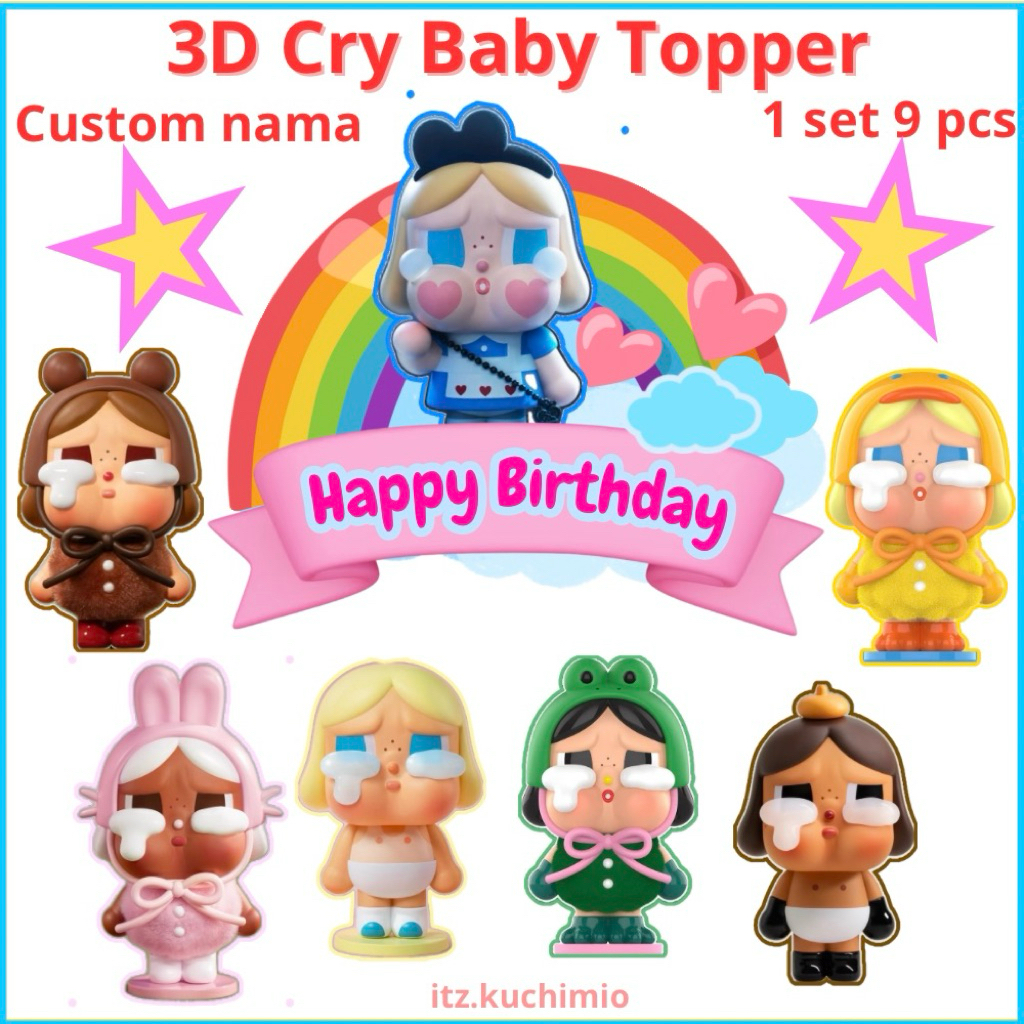 Custom cake topper Kuchimio Topper set 9 pcs Cry Baby x PowerPuff Girls ...