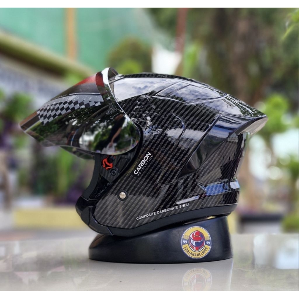 Helmet Latest half face carbonJS Armor js armor carbon sni | Shopee ...