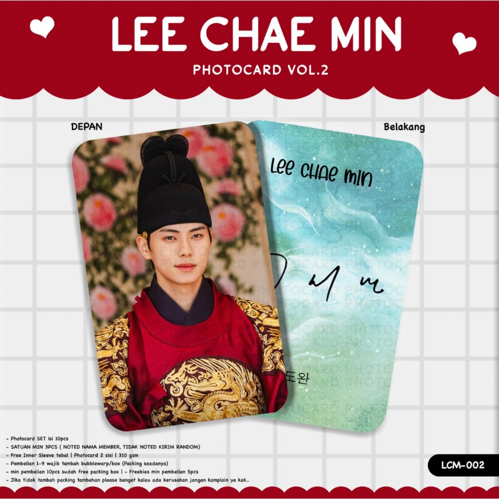 LEE CHAE MIN PHOTOCARD VOL.2 LATEST COLLECTION 2 SIDES GLOSSY ...
