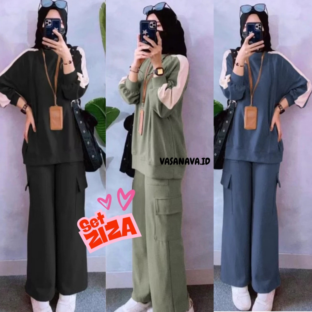 Ziza Set | Ziza Cargo Suit | Women's Cargo Top and Pants Set | Shopee ...