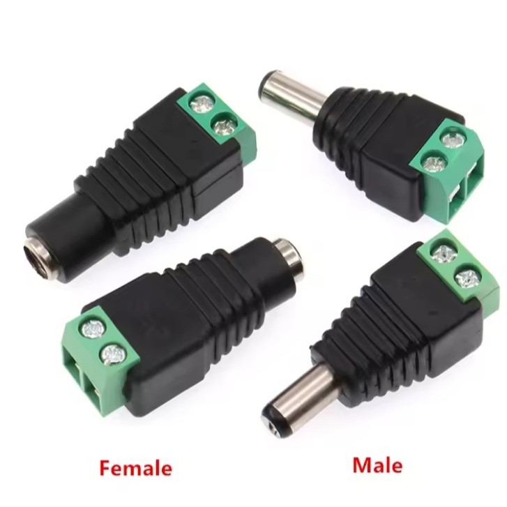 DC Male Jack Female/ CCTV Connector DC Jack 12V Terminal Bolt 5.5x2.1mm ...