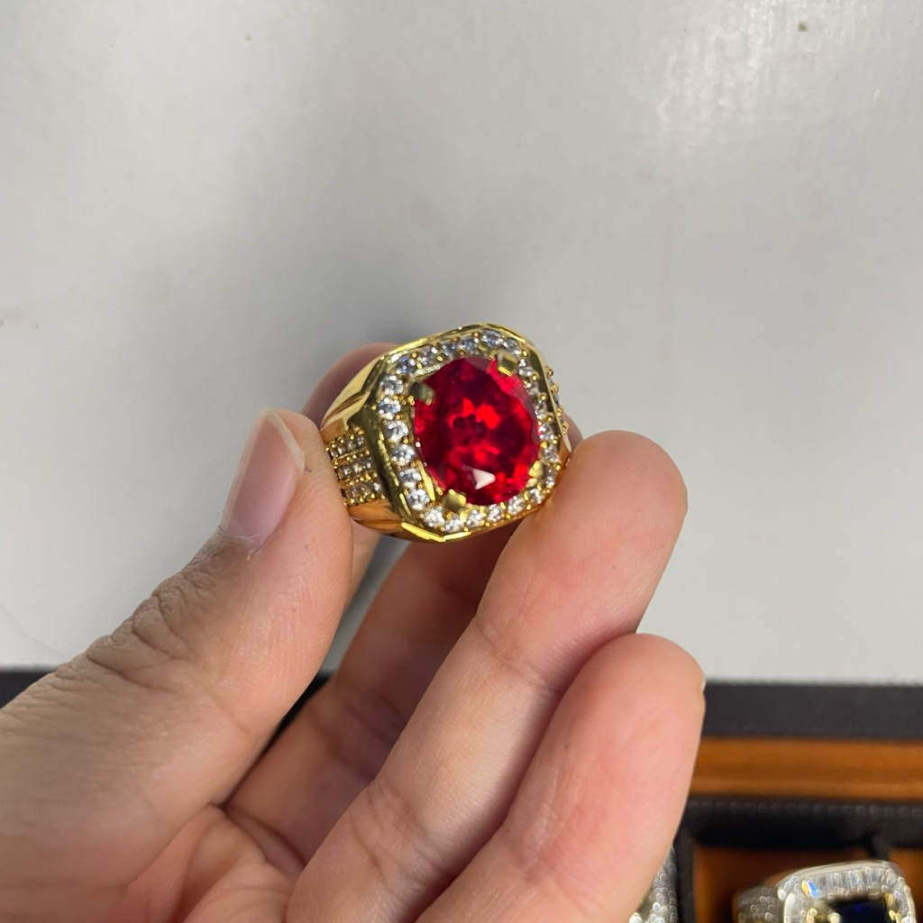 MERAH NEWEST PRODUCT LUXURIOUS CUTTING SIAM RED GEM RING READY TO USE ...