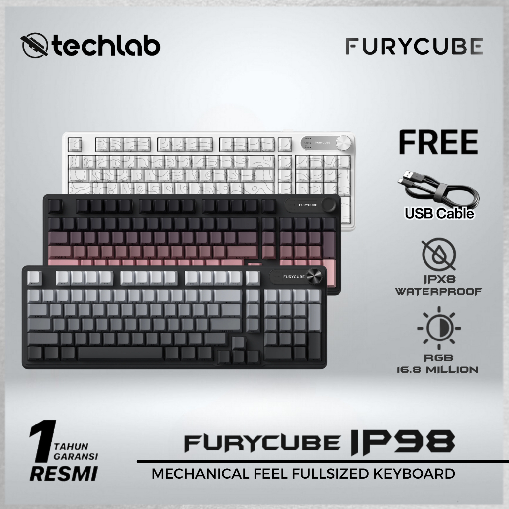 Furycube IP98 IP-98/ IP 98 Mechanical Feel Gaming Keyboard Gasket Mount ...