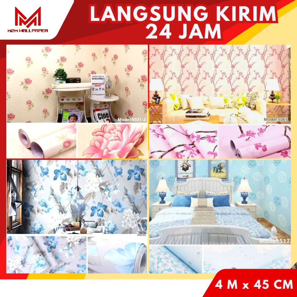 Floral Motif Wall Wallpaper Aesthetic Wall Wallpaper [M2M WALLPAPER ...