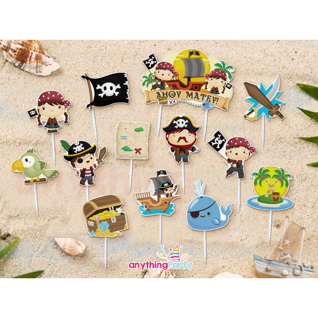 Pirates Birthday Cake Topper - Pirate Pudding Cupcake Cake Pick ...