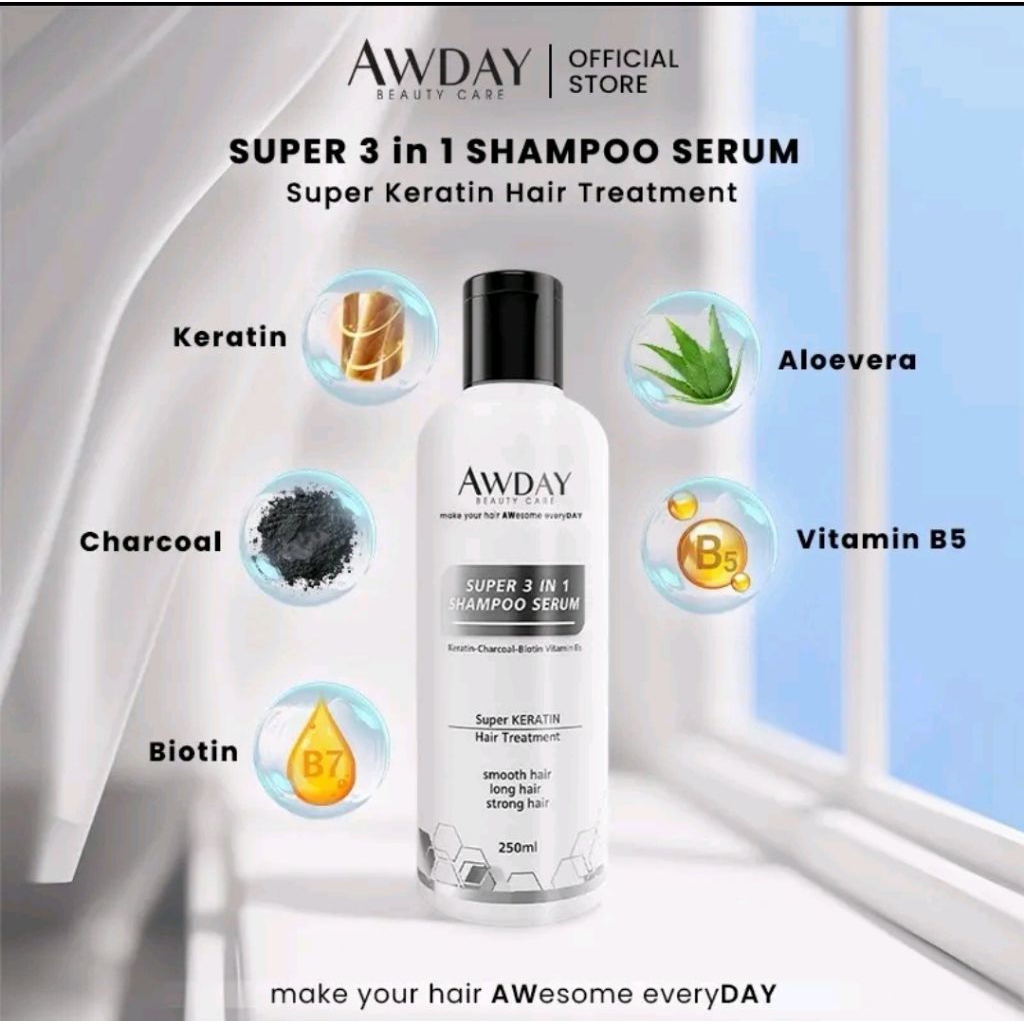 SAMPO AWDAY KERATIN SHAMPOO 3IN1 SHAMPOO SERUM 250 BPOMML | Shopee Malaysia