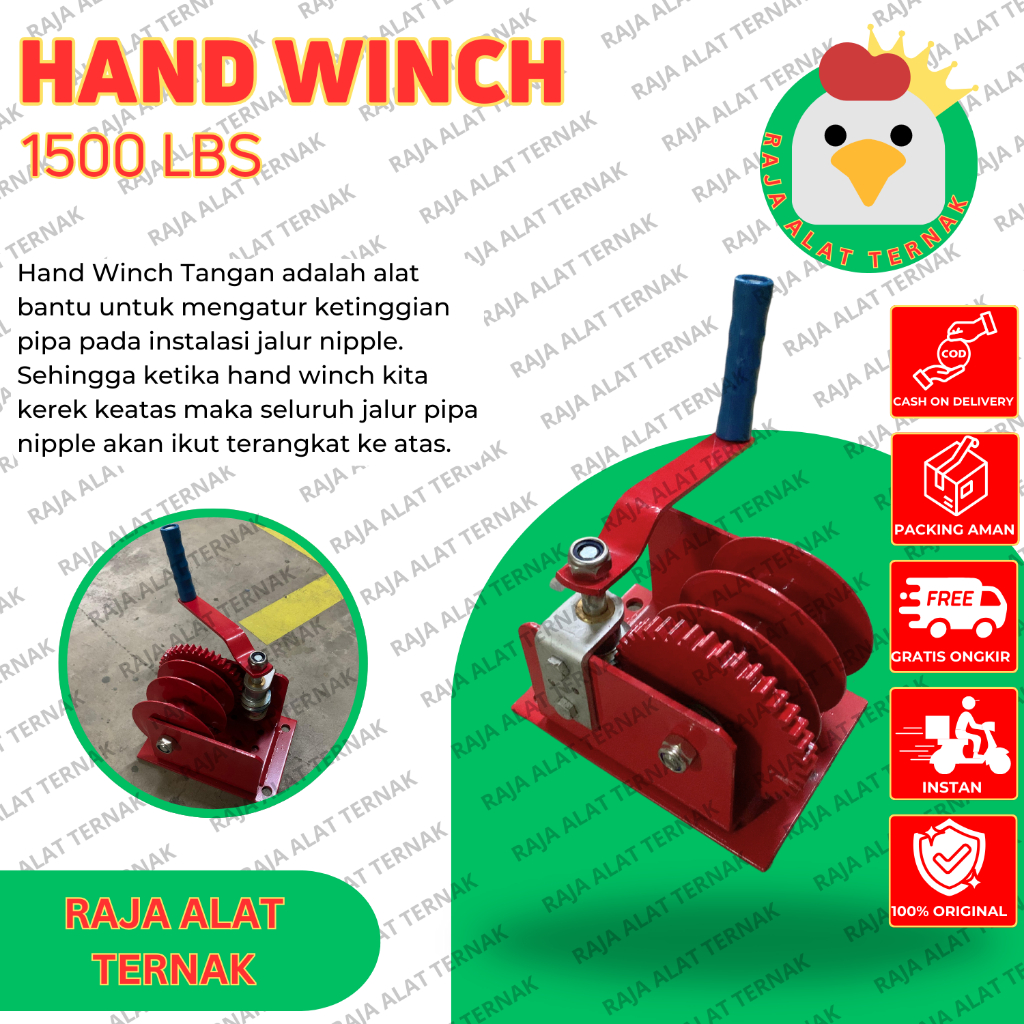 King of Livestock Hand Winch Plus Handle Manual Pulley/ 1500 LBS Hoist ...