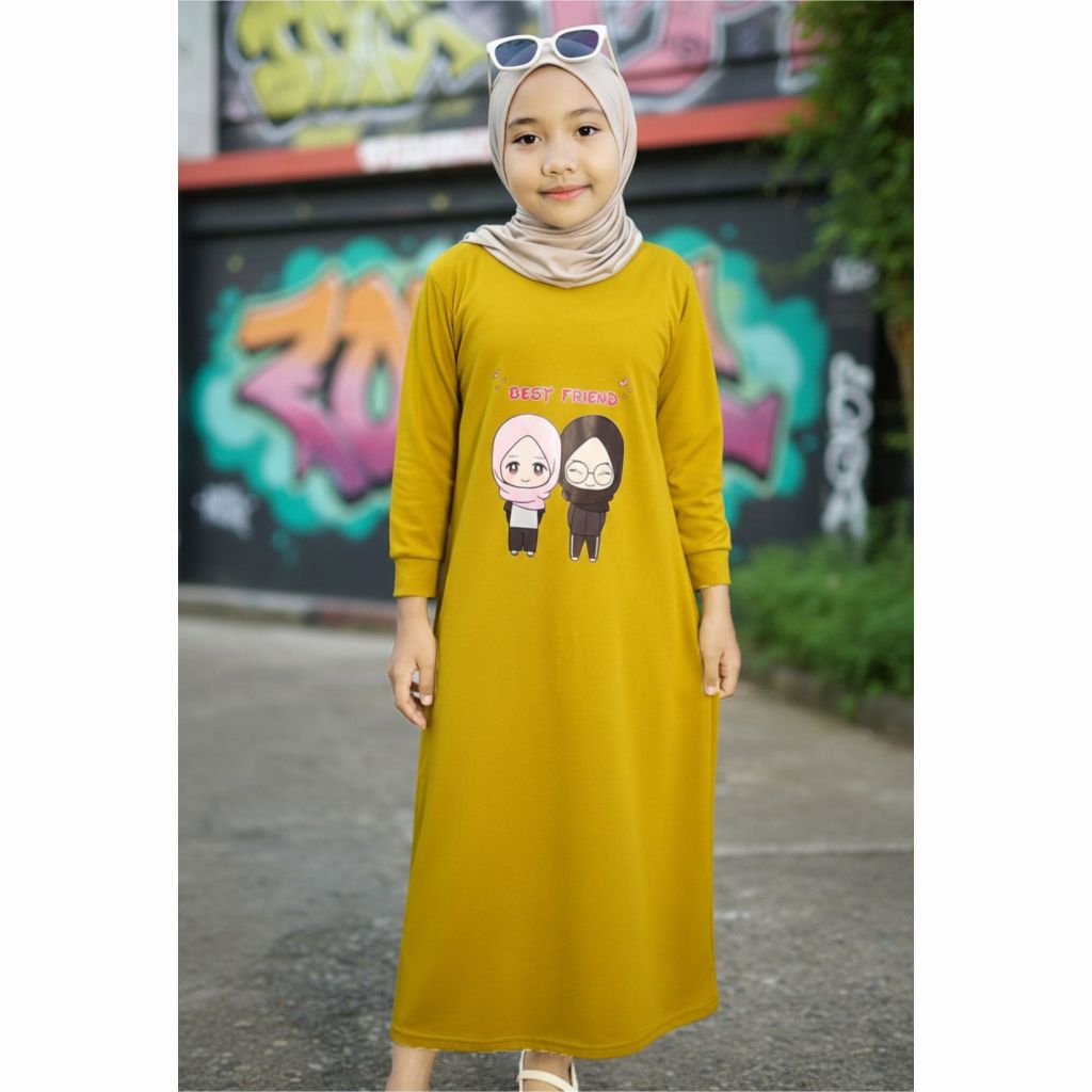 CKids Muslim Girls' Gamis DTF Best Friend | Shopee Malaysia