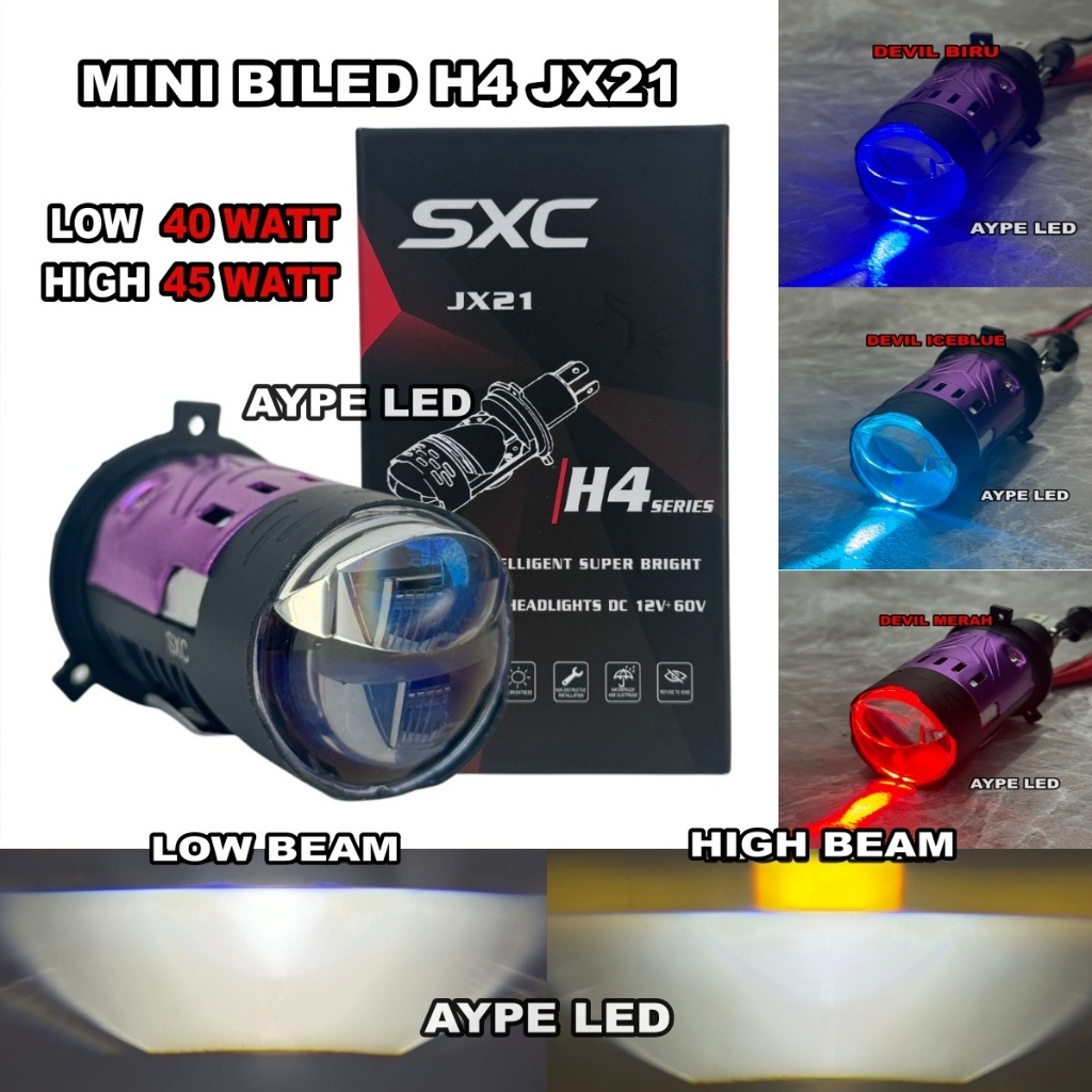 Mini Biled Lamp H4 JX21 SXC Bluelens DEVIL Eyes Fan 40 Watt Mini ...